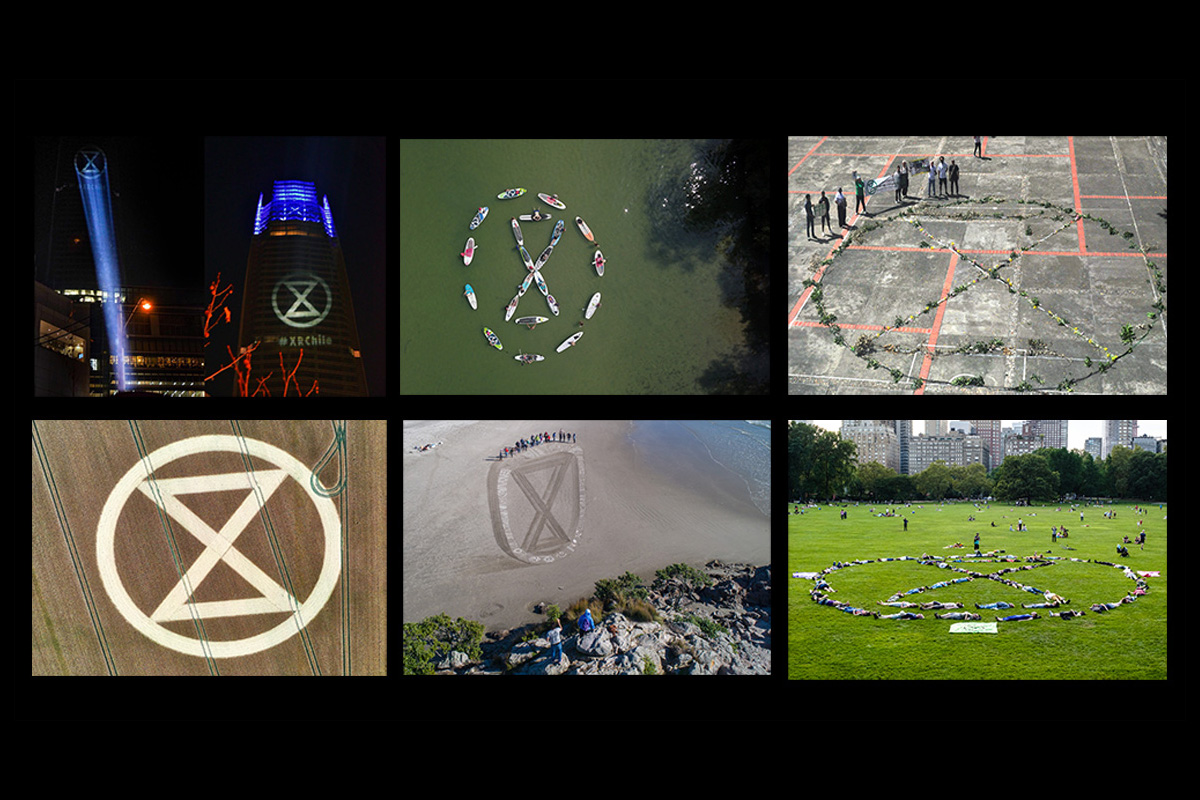 Monday 29 July: Giant Extinction Symbols appear around the world ...